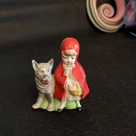 Other | Bisque Ware Figurine Of Little Red Riding Hood And Her Wolf ...